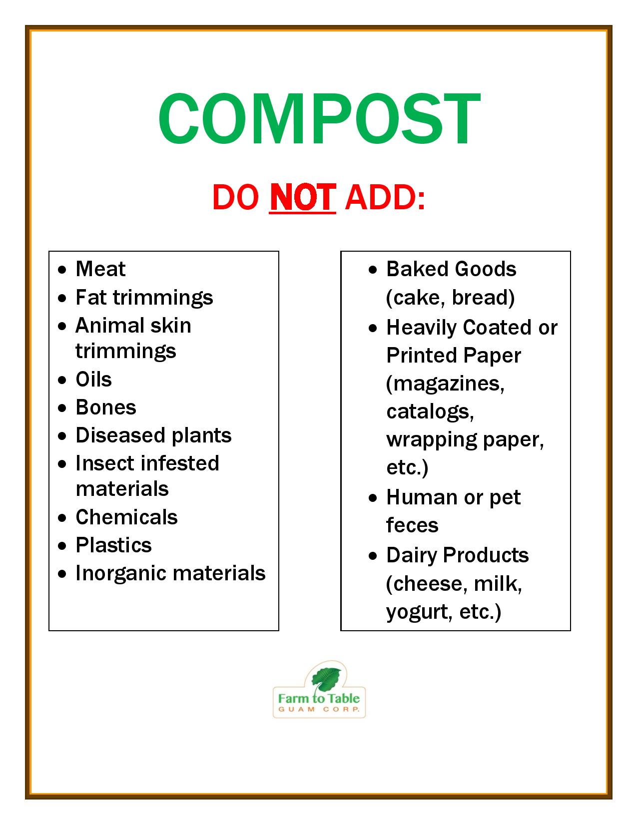 Compost Do’s & Don’ts - Farm to Table Guam Corp.